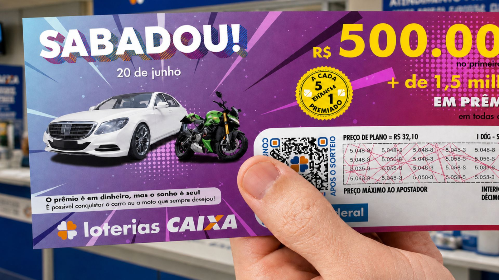 Resultado da Loteria Federal 6076 e rateio (20/06/26)